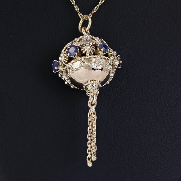 Jewelry | Vintage 14k Yellow Gold Fancy Ceylon Sapphire Sphere Tassel ...